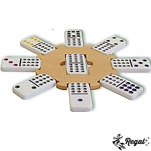 Regal Games - Premium Double 12 Mexican Train Dominoes in Collector’s Tin - Colored Dot Dominoes Game Set, Family-Friendly - 91 Tiles, 4 Metal Trains, Wooden Hub - 2-8 Players Ages 8+