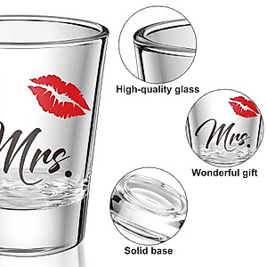 2 Pieces Mr and Mrs Shot Glasses 2 Oz Gold Wedding Party Wine Glasses Engagement Anniversary Bridal Shower Glass Couple Wine Glass for Newlyweds and Couples (Charming Style)