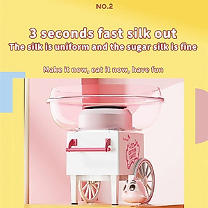 KLLsmDesign Cotton Candy Machine for Kids, Cart Design Desktop Electric Cotton Candy Maker with 10 Reusable Cones & Sugar Scoop for Children's Birthday Gift Family Party Holiday Use