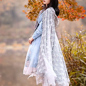 Mingyuezai Renaissance Hooded Cape Gothic Velvet Cloak Medieval Witch Capelet(Grey)