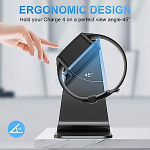 CAVN Charger Dock Compatible with Fitbit Charge 4 / Charge 4 SE (Not for Charge 3), Aluminum Charger Dock Replacement Charging Stand Station Cradle Base with USB Cable for Charge 4 Smart Watch (Black)