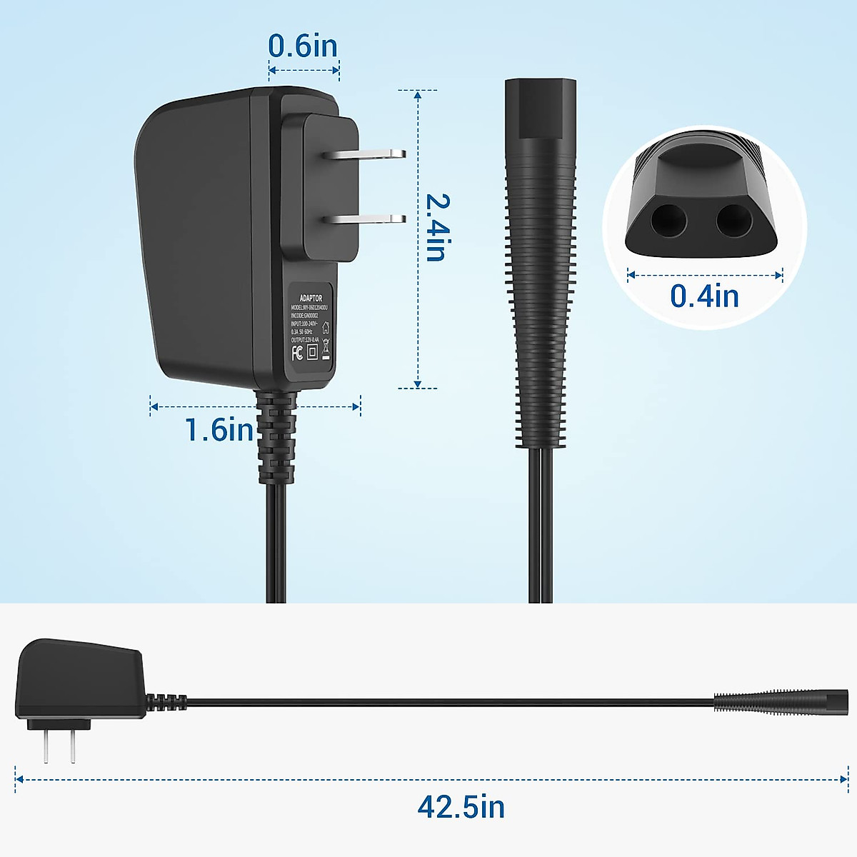 for Braun Charger, Shaver Charger 12V Power Cord for Braun Series 7 9 3 5 1, Electric Razor Shaver Adapter Power Supply Cord for Braun 3040s 340s 790cc 7865cc 9090cc 9330s 5018s 7020s 9095cc 390cc