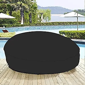 StorMaster 75" Heavy Duty 420D Waterproof Daybed Cover Outdoor Round Canopy Day Bed Sofa Cover Patio Furniture Cover UV Weather Resistant Black