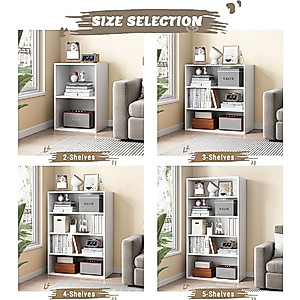 NELYE Basic Open Shelf Bookcase - 2-Tier Small Tiny Wooden Cube Storage Shelves Split Bookshelf, White