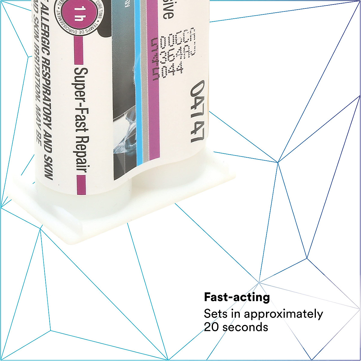 3M Super-Fast Repair Adhesive, 04747, Tranlucent Color,Two-Component, Semi-Rigid, Urethane Adhesive, 47.3 mL/1.6 fl oz Cartridge