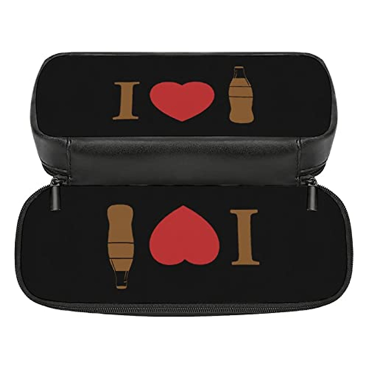 I Love Coke Pencil Case PU Leather Pencil Pen Bag Large Capacity Pen Box Pencil Pouch Makeup Bag with Zip
