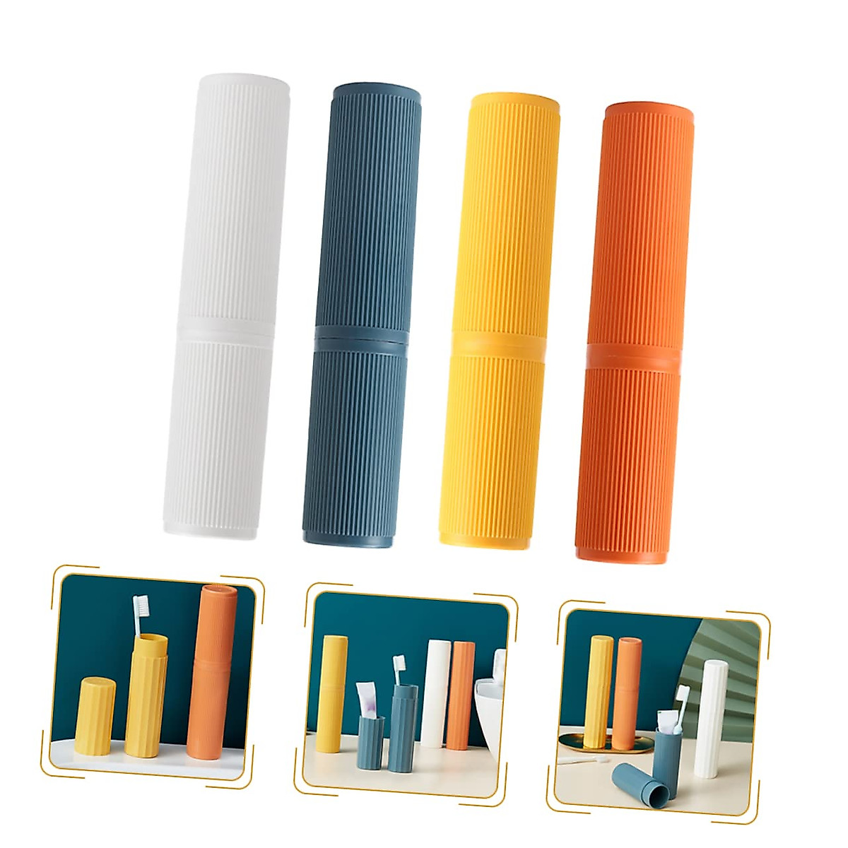 Levemolo 4 pcs Hotel Containers Home Mouthwash Organizers Trips Daily Multi-Function Camping Uses Container Cup Use Business Toothpaste Cups Storage Portable Toothbrush Organizer