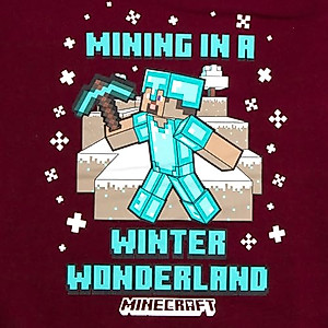 Minecraft Boys 2-Piece Set - Holiday Sweatshirt & Jogger Pants 2-Pack Bundle Set for Kids and Toddlers (Size 6/7, Maroon/Grey)