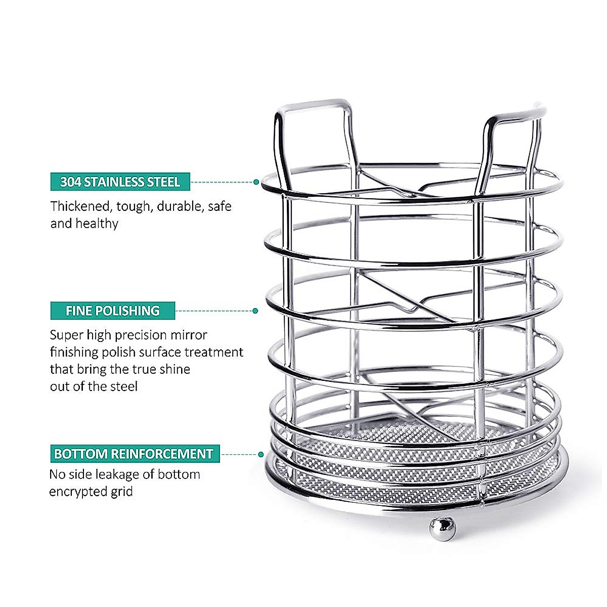 Teivio 24-Piece Stainless Steel Flatware Cutlery Set and 4 steak knife, Silverware Utensil Set with Countertop Caddy, Service for 4, Include Knives/Forks/Spoons, Mirror Polished