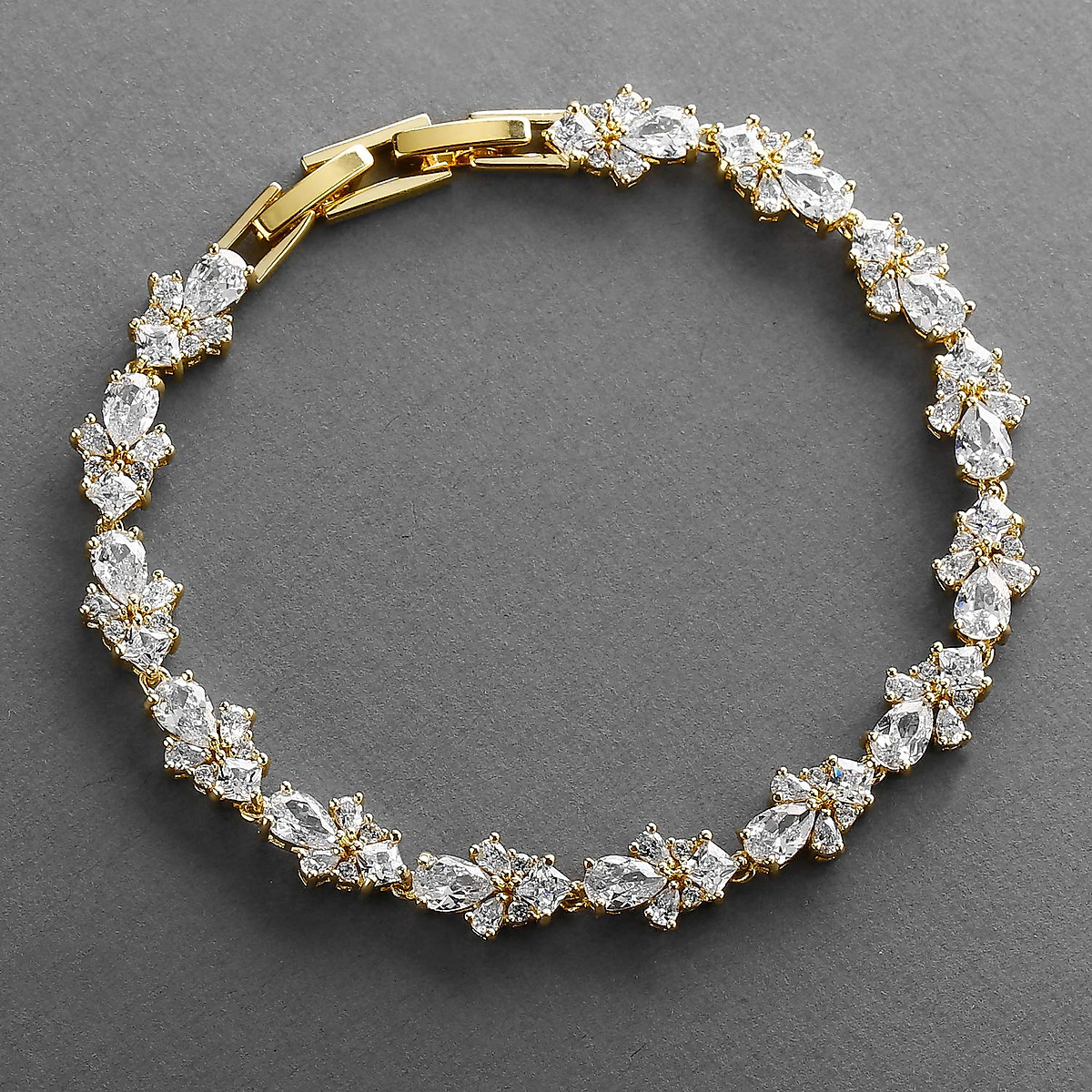 Mariell Gold Wedding and Bridal Cubic Zirconia Crystal Tennis Bracelet, Jewelry Gift for Women, Brides, Mother of The Bride, 7 1/4" Plus 1/2" Extender