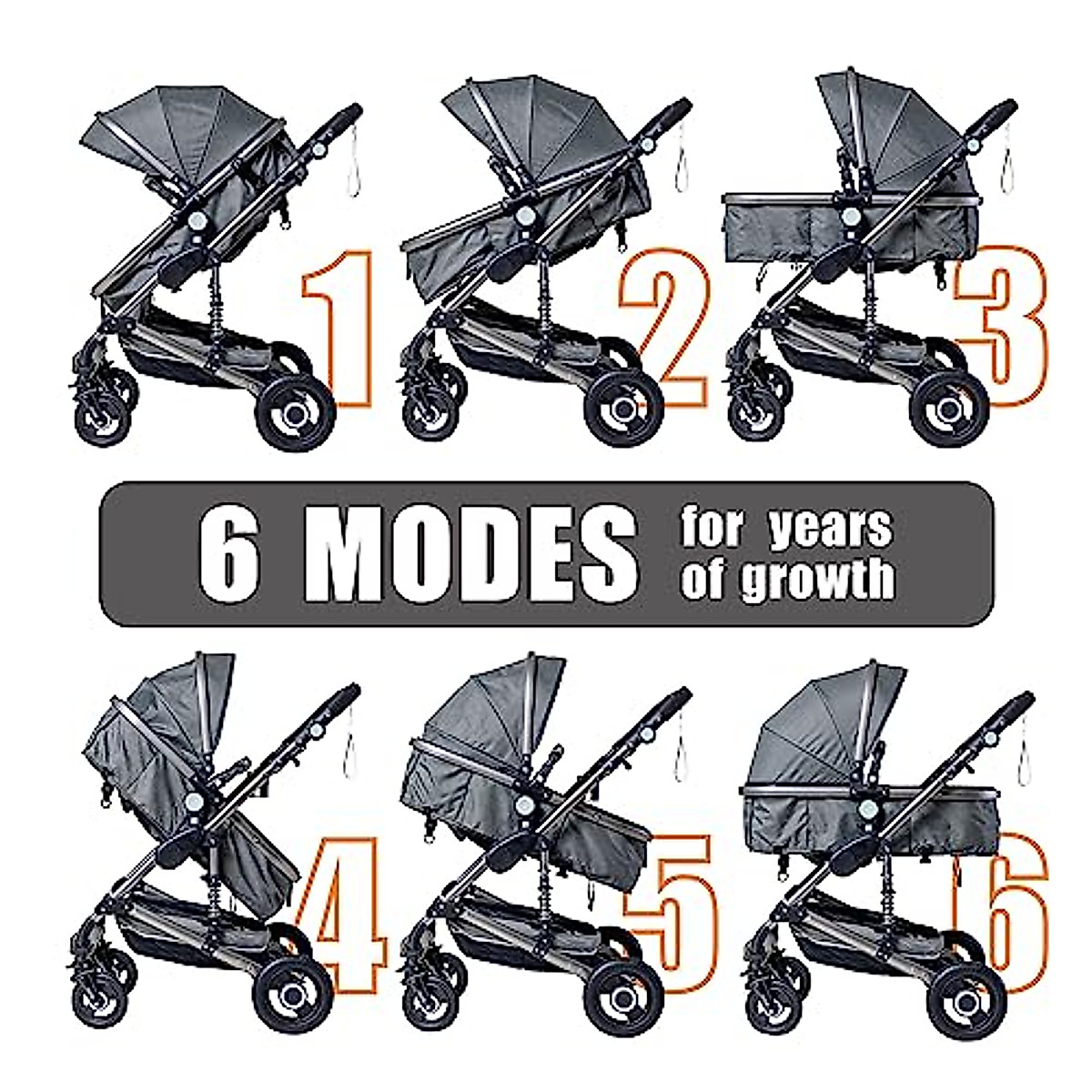 CoolShare Baby Stroller for Toddler, Foldable Aluminum Alloy Pushchair with Adjustable Backrest, 2 in 1 High Landscape Convertible Reversible Bassinet Pram for Infant & Toddler,3D Suspension