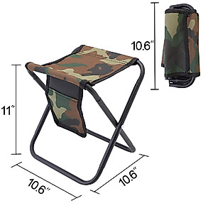 Qesonoo Mini Portable Folding Stool, Camping Fishing Stool for Adults Fishing Hiking Gardening and Beach with Carry Bag, Hold Up to 450lbs(Camouflage)