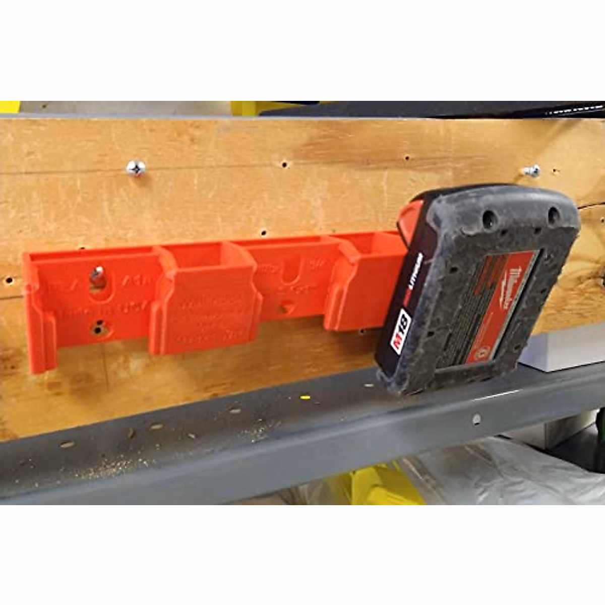 Made by Mitchell M18 3 Slot Battery Rack for Milwaukee Wall Mount Holder Latching Storage Rack M18 Packs. USA PN M18x3-WR