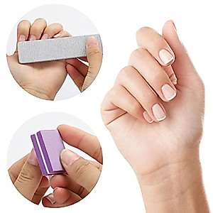 25 Pcs Nail Files for Acrylic Nails and 50 Pcs Purple Mini Buffer Block File, 100/180 Grit Nail Buffer Double Sides Emery Boards Fingernail Files