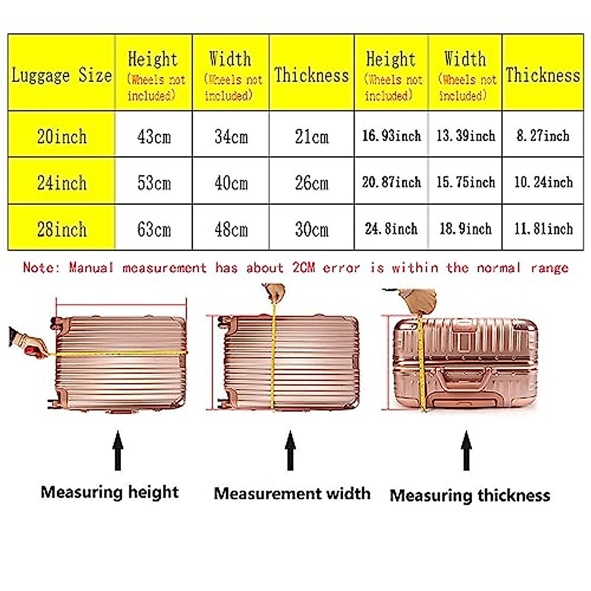 Klmsscxy 3 Pieces Clear Luggage Cover Suitcase Cover Luggage Protector Suitcase Cover for Luggage Set of 3 Luggage Covers for Suitcase (20-24-28Inch)