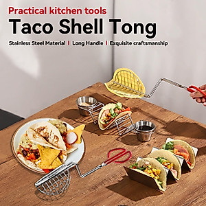 Taco Shell Maker, 34cm Taco Maker Tongs Stainless Steel Taco Press Taco Shell Mold for Taco Shell Frying Taco Shell Maker for Making Homemade Taco Shells