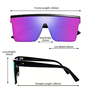 SHOWY SKY Oversized Square Sunglasses for Women Men Large Trendy Flat Top Shades Big UV Protection Black Shield