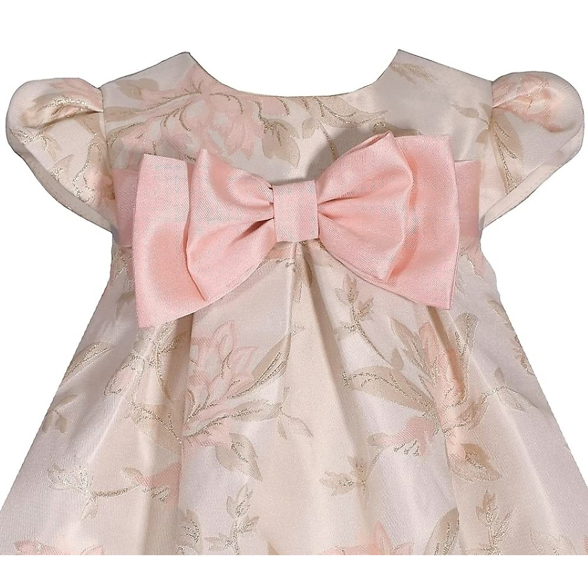 Bonnie Jean Girls 3M-4T Bow Front Pleated Trapeze Special Occasion Dress (Pink Lotus, 3-6M)