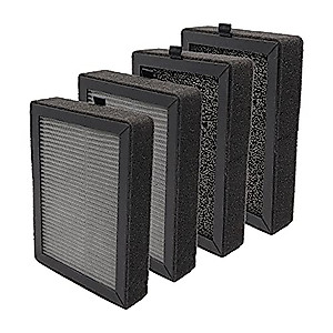 4 packs Replacement for levoit Purifier,suit for LV-H128,3-Stage Filtration System Activated Carbon Filter, Fit for PUURVSAS HM669A / ROVACS RV60, black