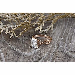 BeBold 1ct Radiant Cut Moissanite Engagement Ring for Women Rose Gold Plated Infinity Solitaire