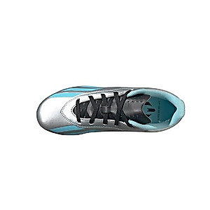 adidas X Crazyfast Messi.4 Firm Ground Sneaker, Silver Metallic/Bliss Blue/Core Black, 12 US Unisex Little Kid