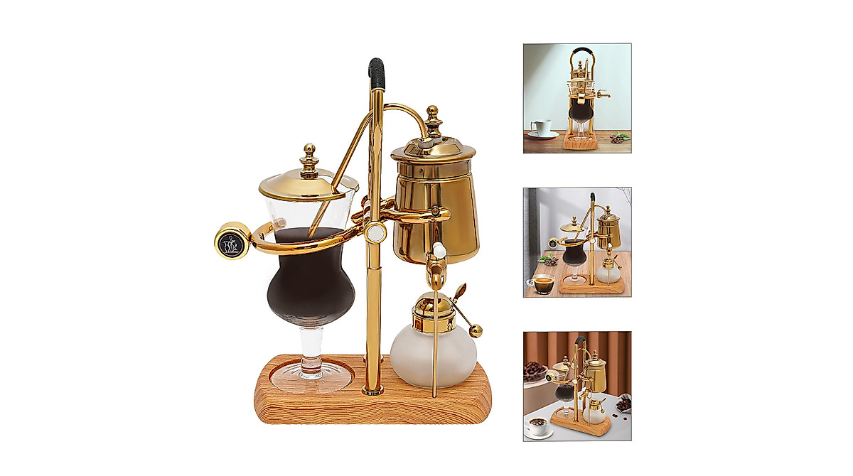 Luxury Gold Siphon Coffee Maker - Belgian Classic Design