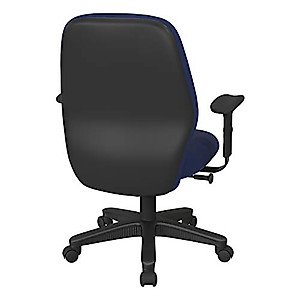 Office Star Ergonomic Mid Back Adjustable Office Desk Chair with Thick Padded Seat and Built-in Lumbar Support, Icon Navy Blue Fabric