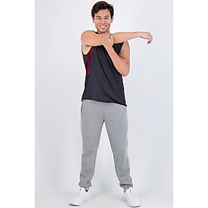 Real Essentials Men's Dry Fit Jersey Sleeveless Tank Top Muscle Yoga Active Men Basketball Beach Gym Workout Running Fitness Athletic Gym Bodybuilding Undershirt Tee T-Shirt, Set 4, XXL, Pack of 5