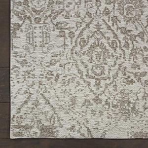 Nourison Damask Farmhouse Ivory 5' x 7' Area -Rug, Easy -Cleaning, Non Shedding, Bed Room, Living Room, Dining Room, Kitchen (5x7)