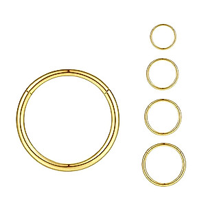 4Pcs 18G Surgical Stainless Steel Hoop Nose Ring Gold Septum Cartilage Helix Daith Tragus Hoop Earrings Hypoallergenic Body Piercing Jewelry for Women Men(18G Gold)