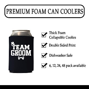 Veracco The Groom and Team Groom Can Coolie Holder Bachelor Party Wedding Favors Gift For Groom Groomsmans Proposal (White Groom, Black TG, 12)