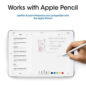 amFilm Glass Screen Protector for iPad 9.7 6th Gen, 5th Gen, iPad Pro 9.7, iPad Air, Air 2, Tempered Glass, Apple Pencil Compatible, 1 Pack
