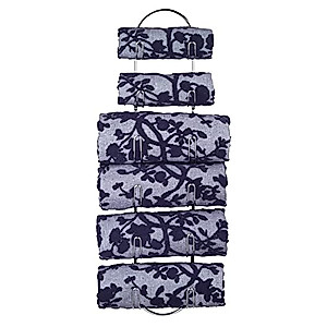 mDesign Steel Wall Mount Towel Rack with 6 Compartments - Towel Holder and Towel Storage Shelf Organizer for Bathroom, Powder Room - Chrome