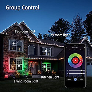 A19 Smart LED Light Bulbs 9W 800LM WiFi & Bluetooth, Compatible with Alexa & Google Assistant, RGB 2200K-6500K Dimmable Color Changing, Group Control, No Hub Required, 4 Pack
