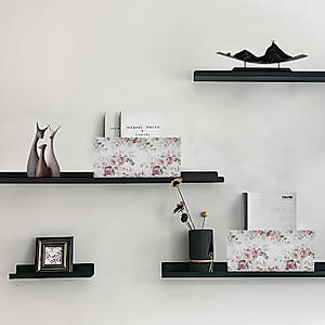 Pfrewn Floral Pattern Storage Bins Baskets for Organizing Pink Peach Blush White Flowers Fabric Foldable Storage Boxes Bag Collapsible Closet Shelf for Shelves Nursery Toys Office, 2 Pack