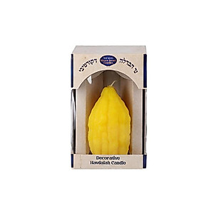 SHALHEVET LIGHT Havdalah Candle - Etrog Shaped | Elegant Jewish Candle for Havdalah | Kosher Wax, Handcrafted Design, Long-Burning | Unique Etrog Candle for Jewish Traditions & Shabbat End