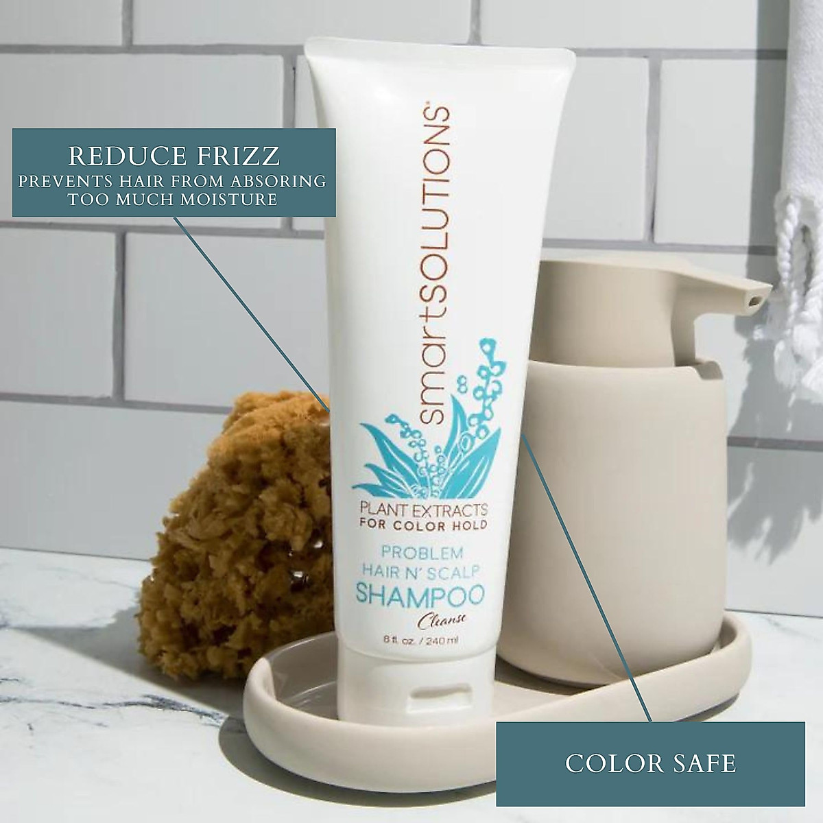 smartSOLUTIONS Problem Hair N' Scalp Shampoo, 8oz | Paraben-Free | Protects Color | Dandruff Fighter