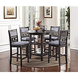 New Classic Furniture Gia 5-Piece Counter Dining Table Set, 42.25-Inch, Gray