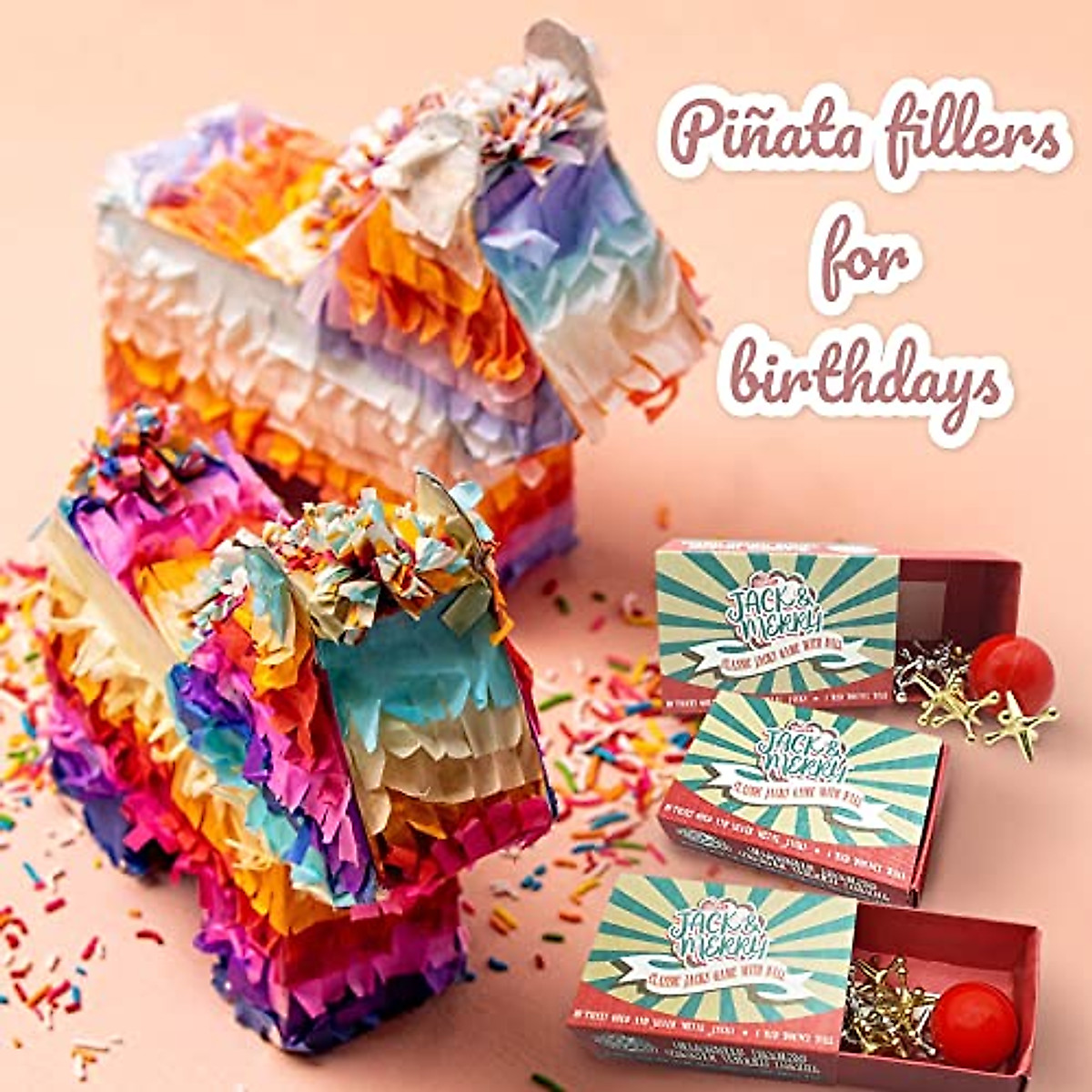 Vintage Metal Jacks Game with Ball - 3 Sets of Jax Game per Order, Retro Toys for Birthday Party,Chinese Jacks Pinata Filler Toy in Bulk,Giant Game Jax for All Ages, Jumping Jack by HAPPY JACK & MERRY