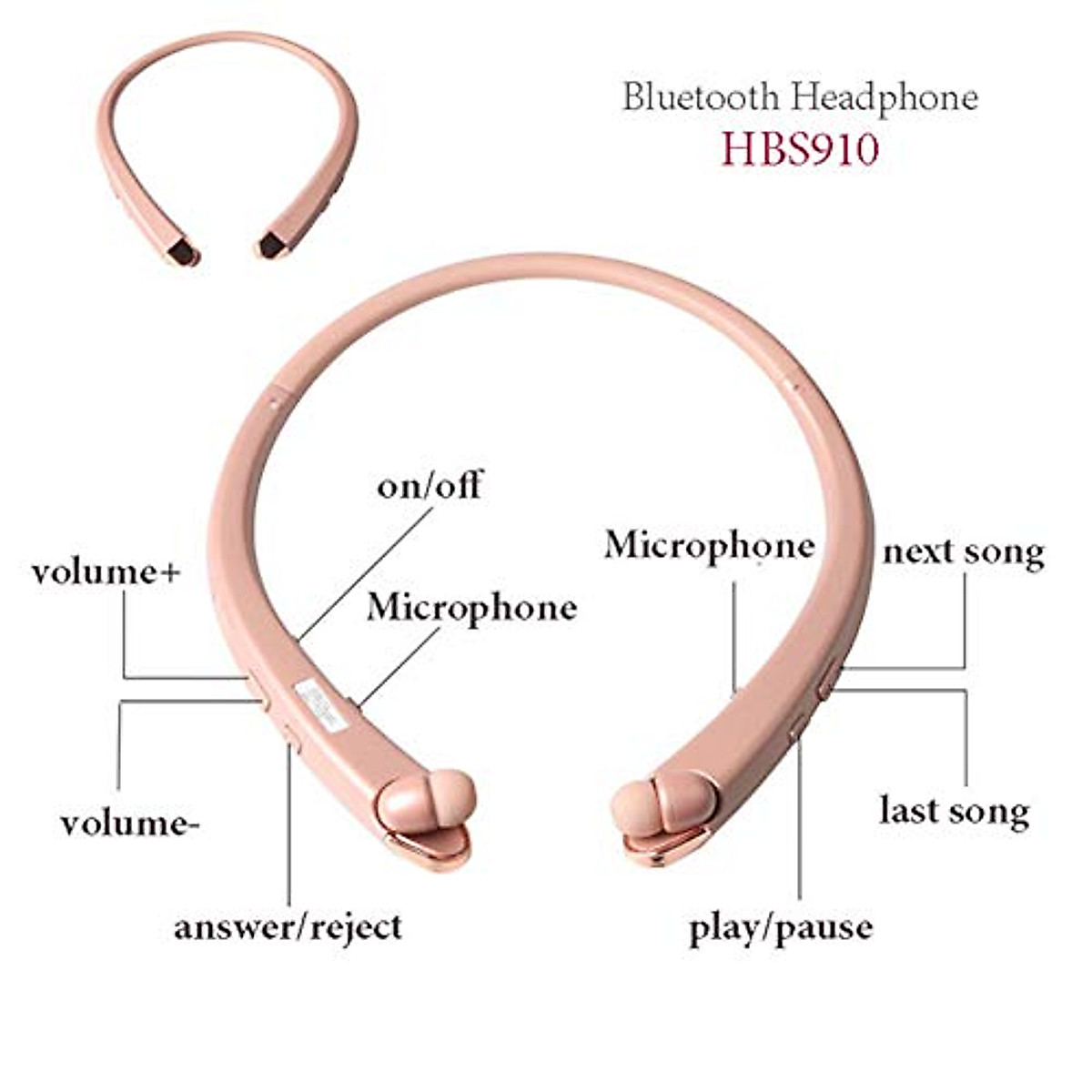 QT S Bluetooth Headset, Lightweight Retractable for Neckband Bluetooth Headphones for Sports Exercise Home & Office, Noise Cancelling Stereo Neckband Wireless Headset Talk 9-10 Hours (Silver)