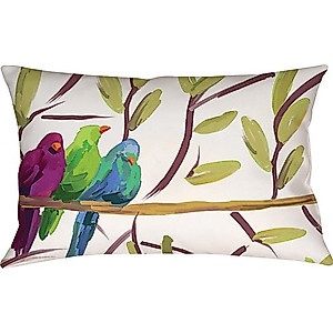 Manual Climaweave Indoor/Outdoor Decorative Throw Pillow, 18 X 13-Inch, Flocked Together Songbirds