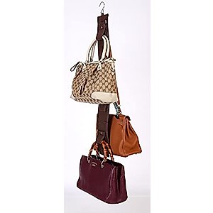 YBM HOME Hanging Purse Rack Organizer for Closet - Handbag Rack Storage Hanger and Holder with Hook for Purses Handbags, and Satchels Handle Bags, Brown