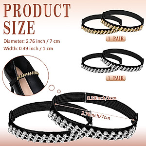 Hanaive 2 Pairs Rhinestone Elastic Shoe Ankle Straps Detachable Shoe Strap Heel Band for Women High Heels Loose Shoes, Gold and Silver