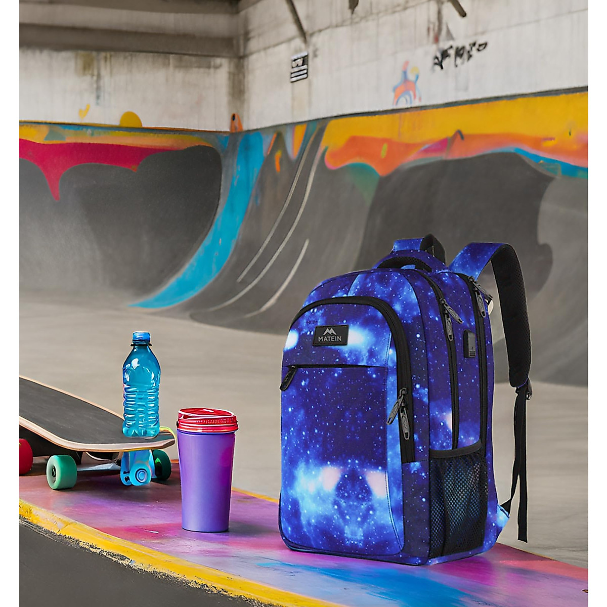 MATEIN School Backpack for Boys Girls, Anti Theft College School Laptop Bookbag for Students with USB Charging Port, Water Resistant Slim Travel Laptop Backpack Fits 15.6 In Computer Gifts for Men