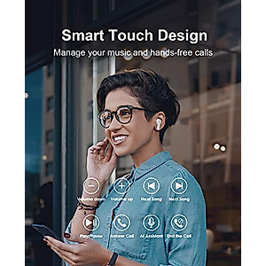 TECNO True Wireless Bluetooth Earbuds, Wireless in Ear Headphones with Charging Case, Wireless Bluetooth Headphones Noise Cancelling, IPX5 Waterproof and Deep Bass for Sports Buds1 White