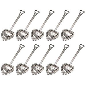 10Pcs Tea Strainers for Loose tea spoons - Heart Shaped Tea Filter Stainless Steel Tea Diffuser Fine Mesh Strainer Spoon Filter - Tea Infusers for Loose Tea Strainer Loose Leaf Tea Steeper Tea Party