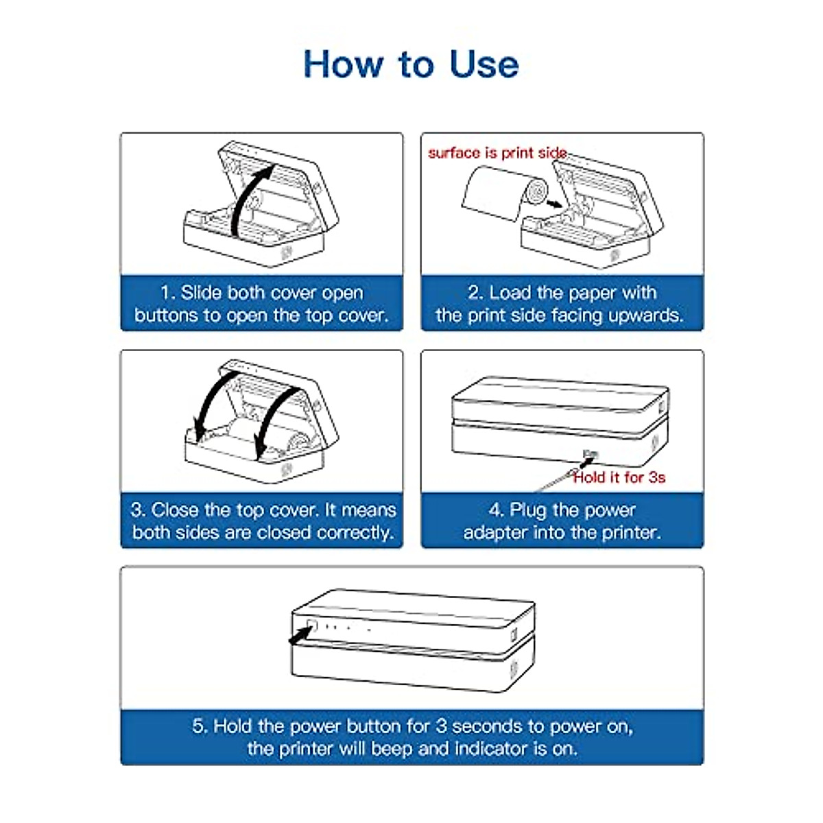 POLONO Thermal Printer, 8.5 x 11 US Letter Size Thermal Printing Paper Compatible with FT800 Wireless Printer, No Ink No Toner Compact Printer for Home Use, Office