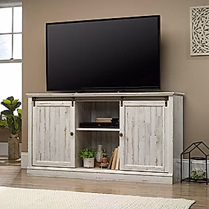 Sauder Barrister Lane Credenza, for TVs up to 60", White Plank finish