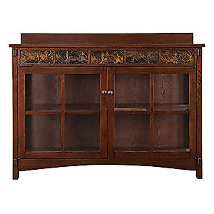 SEI Furniture Camino Mission Sideboard & Curio - Red Washed Expresso Finish w/ Faux Slate - Spacious Design (AMZ0092MC)