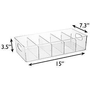 ClearSpace Plastic Pantry Organization and Storage Bins with Removable Dividers – XL Perfect Kitchen Organization or Kitchen Storage – Refrigerator Organizer Bins, Cabinet Organizers, 2 Pack